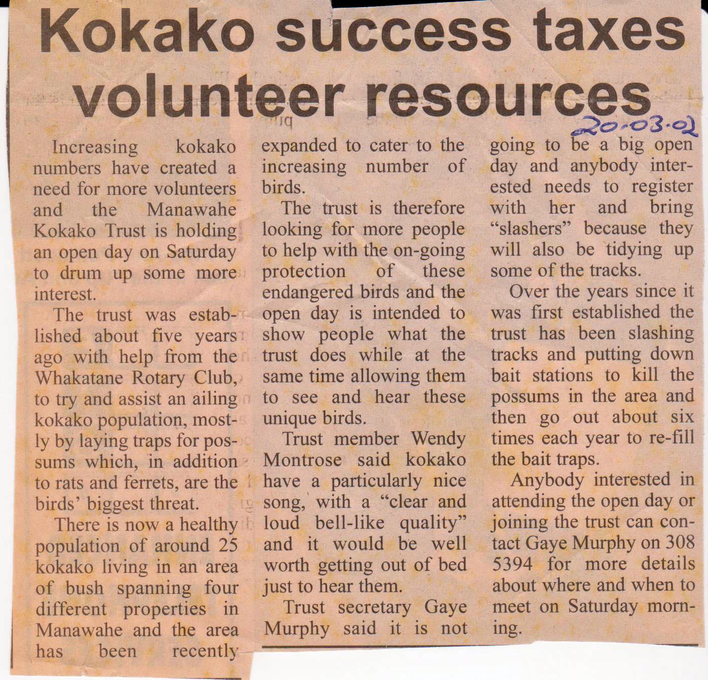 Manawahe Kokako Trust – Manawahe Eco Trust